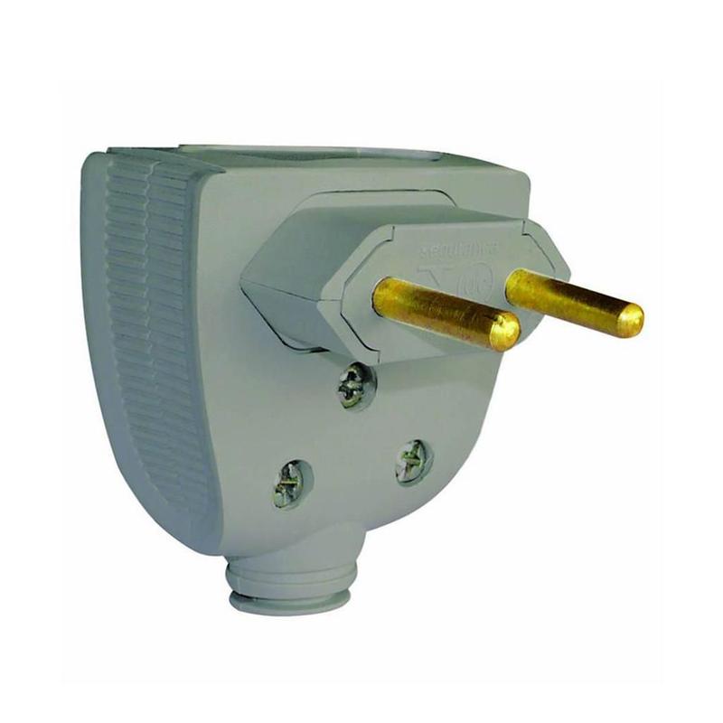 Plug Macho 10A 2P Cinza Lateral/Axial Com Prensa Cabo Pial - Plug Macho ...