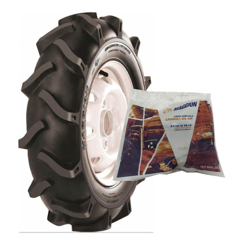 Pneu Microcultivador 4L 5.00/6-12 Maggion Original + Camara de Ar 5.00/6-12 - Pneu Agrícola ...