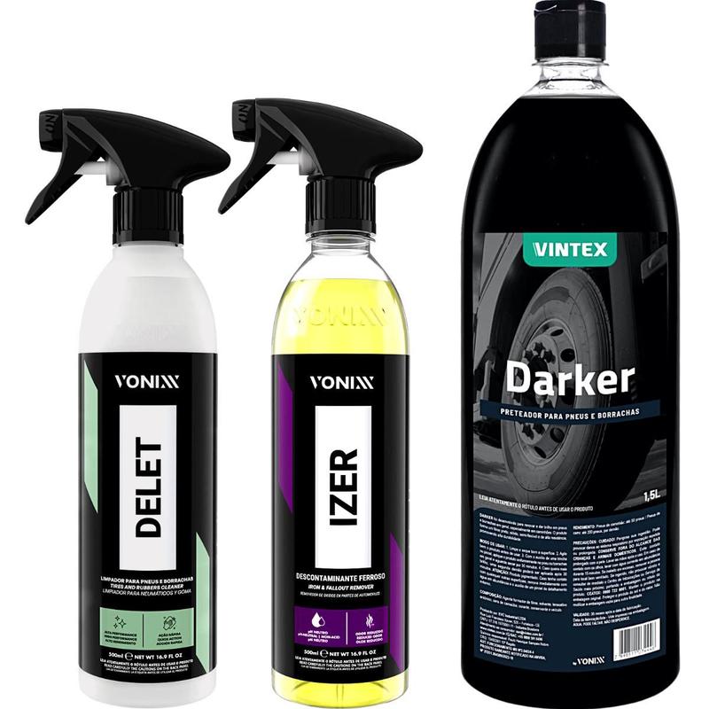 Pneu Pretinho Darker 1,5L Limpador Plasticos Borrachas Delet 500ml ...