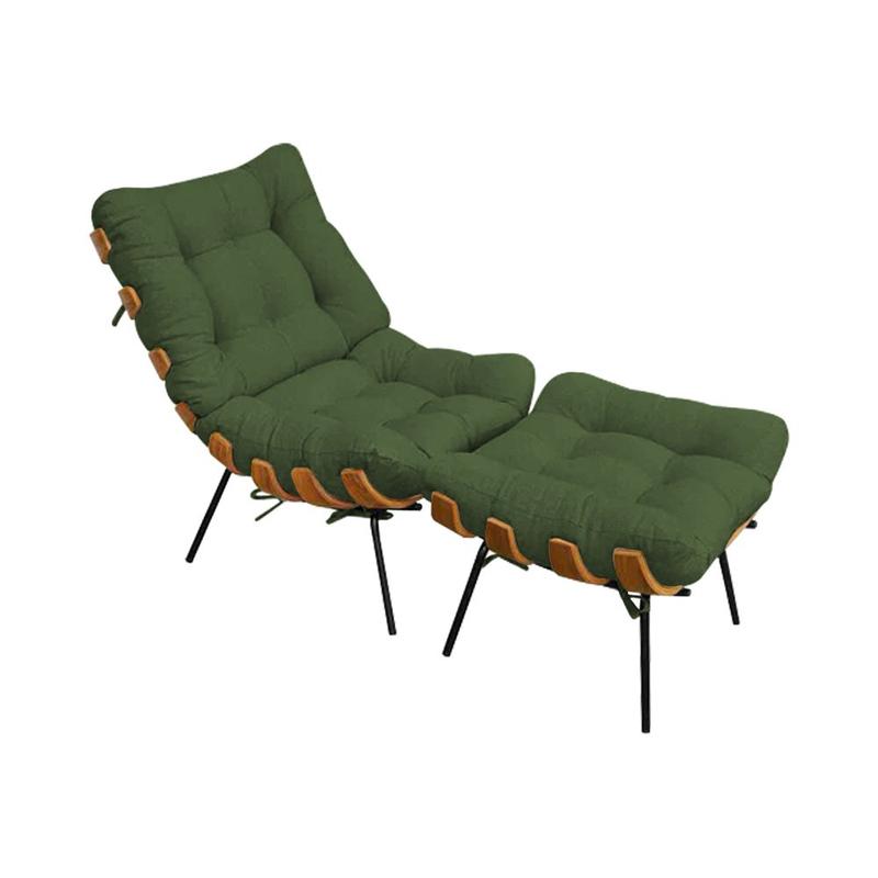 Poltrona Costela com Puff em Linho Verde - CASA GUTTI - Sala de Estar ...