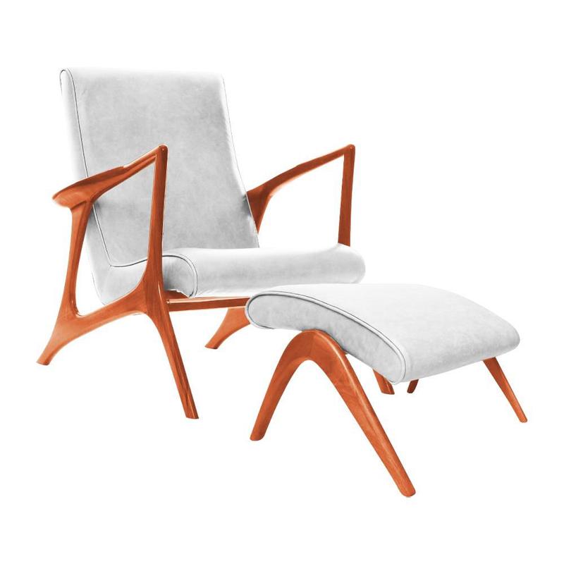 Poltrona Couro Natural Branco Vk Anos 50 Acompanha Puff - CASA GUTTI ...