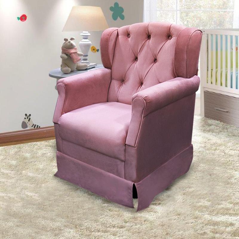 Poltrona de Amamentação Cadeira de Balanço Quarto Bebê Ternura Veludo ...