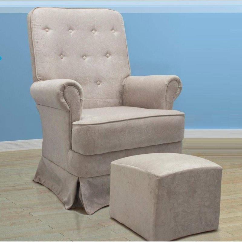 Poltrona de Amamentação com Balanço e Puff Valentina Factor Bege Escuro ...