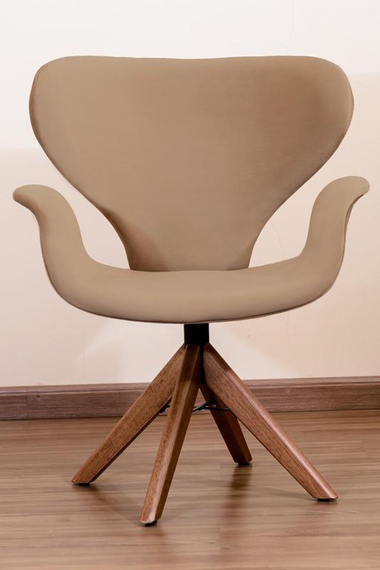 Poltrona Decorativa Mix Pé Giratório de Madeira - Squadra Decor ...