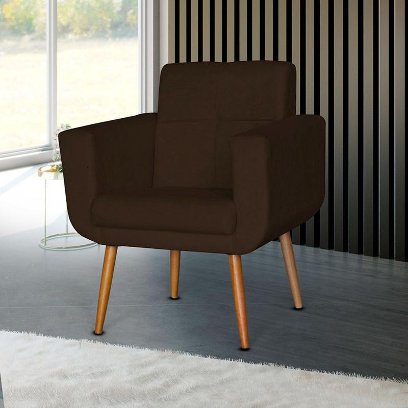 Poltrona Decorativa Sala de Estar Milena Suede Marrom Escuro - Parô ...