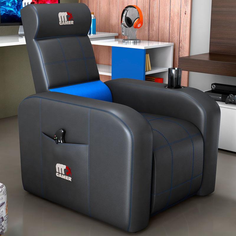 Poltrona Gamer Mx54 Reclinável Preto/azul - Matrix - Poltronas ...