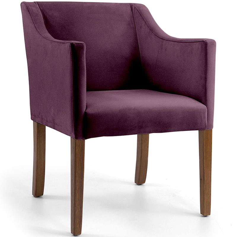 Poltrona Lila Para Sala Base de Madeira Veludo Roxo - CasaePoltrona ...