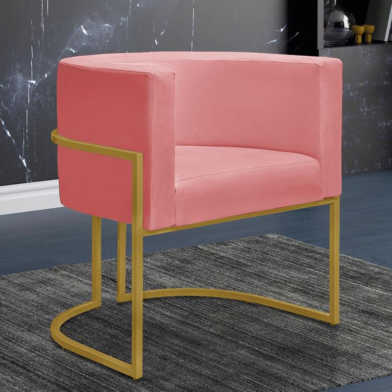 Poltrona Nayara Base Dourado Aço Suede Rosê Sala, Recepção - FGM ...