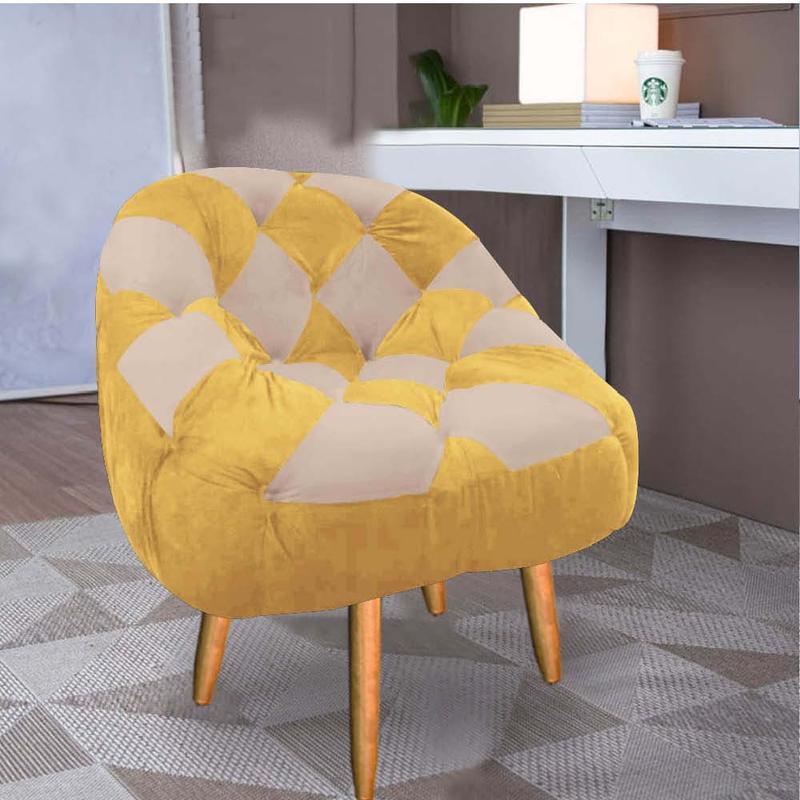 Poltrona Paloma Escritório Sala Pé Palito Suede Mostarda e Suede Bege ...