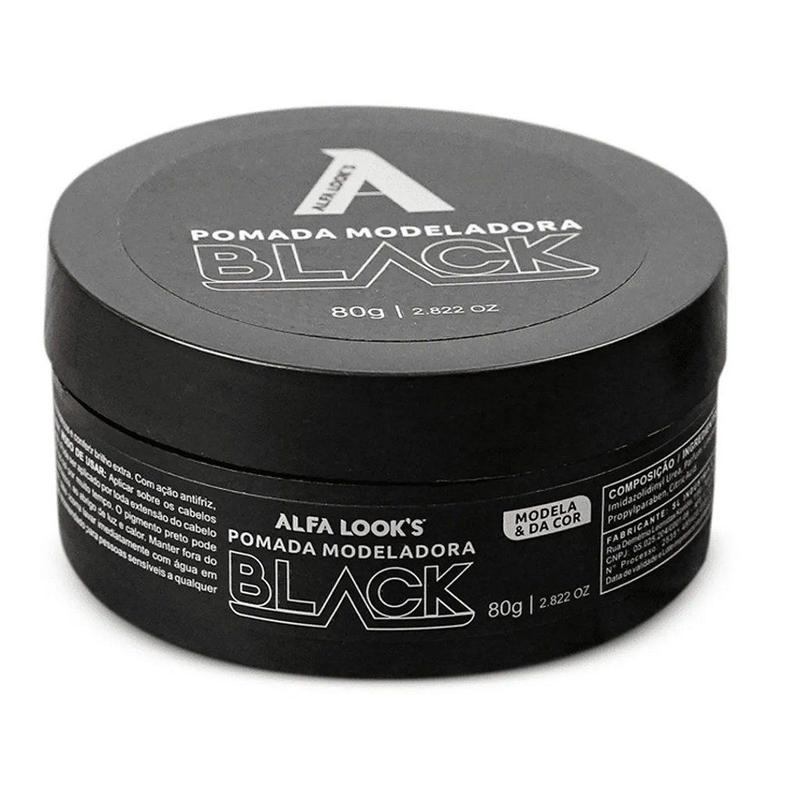 Pomada Black Efeito Brilho Alfa Looks 80g - AlfaLooks - Pomada para Cabelo - Magazine Luiza