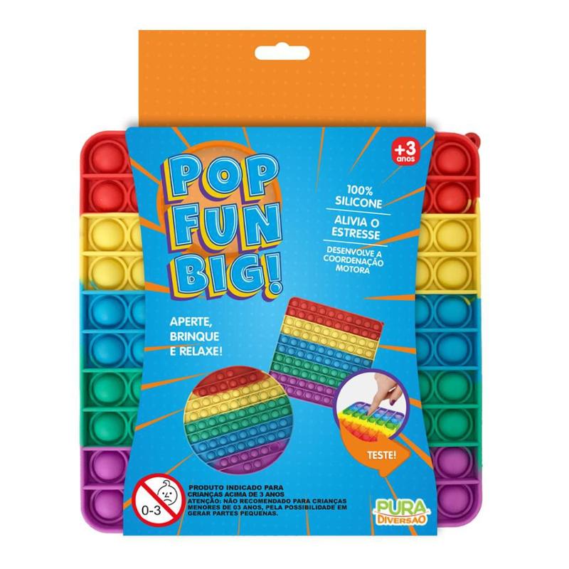 Pop Fun - Big - Quadrado - Colorido - Yes Toys - Pop It / Bolha Anti ...