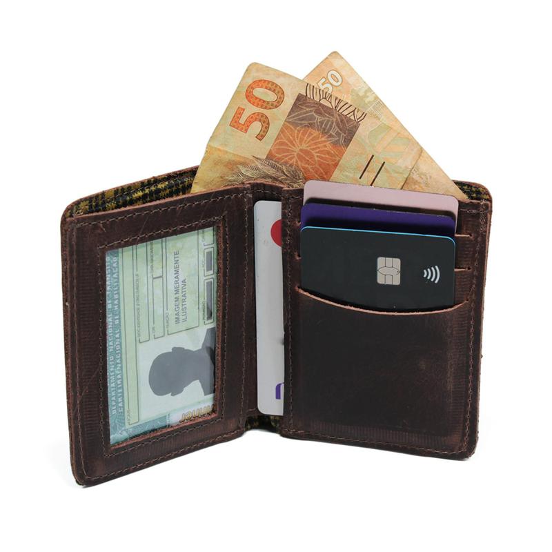 Porta Cartão Espaço Para Notas Cartões Cédulas CNH Em Couro Envio ...