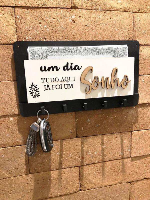 Porta Chaves Carta 5 Ganchos Um dia Tudo Aqui Foi um Sonho - LD Studios - Porta-Chaves ...
