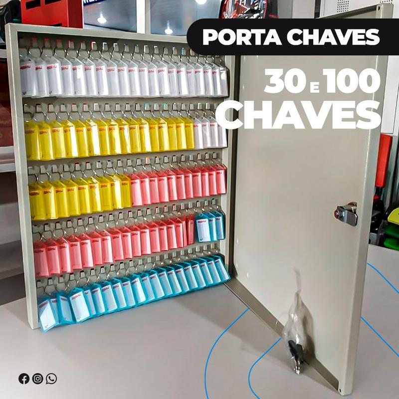 Porta Chaves Parede Claviculário para 100 Chaves + 100 Chaveiros ...
