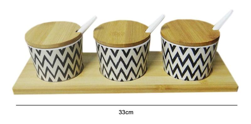 Porta Condimentos Kit 3 Potes para Temperos Bambu Especiarias com ...