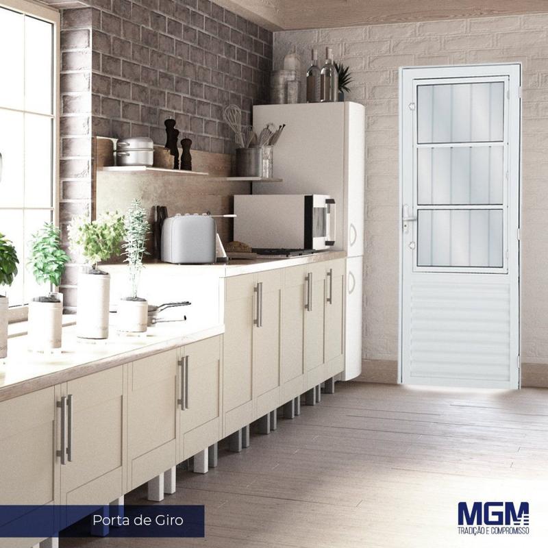Porta de Giro Aluminio com Postigo 3 vidros Mini Boreal 210x80 MGM ...