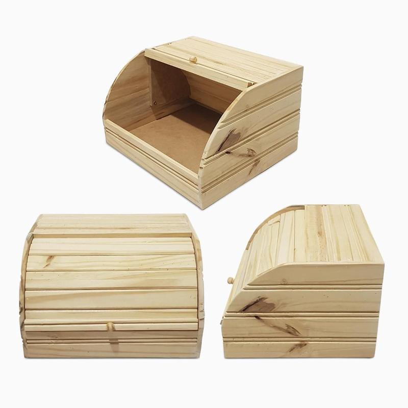 Porta Pão Baú Tampa Retrátil Pinus Júnior 26X18X29Cm - Sabedecor ...