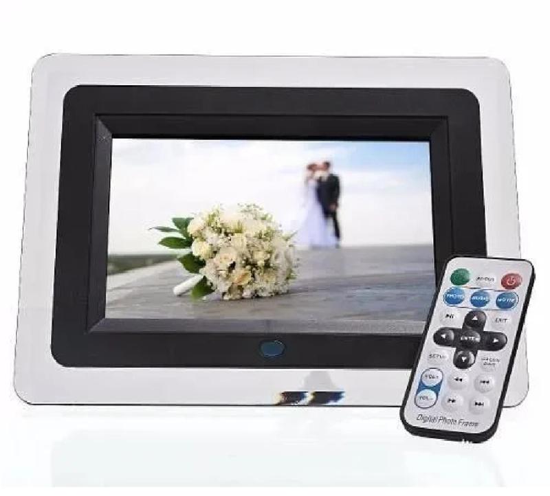 Porta Retrato Digital 7 Polegadas Lcd Relógio Som Vídeo Controle Remoto ...