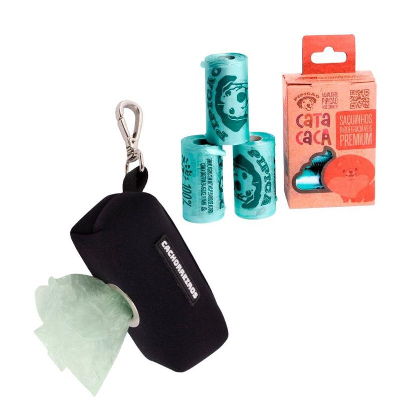 Porta Saquinhos Cata Caca com Refil com 3 Unidades Cachorreiros ...