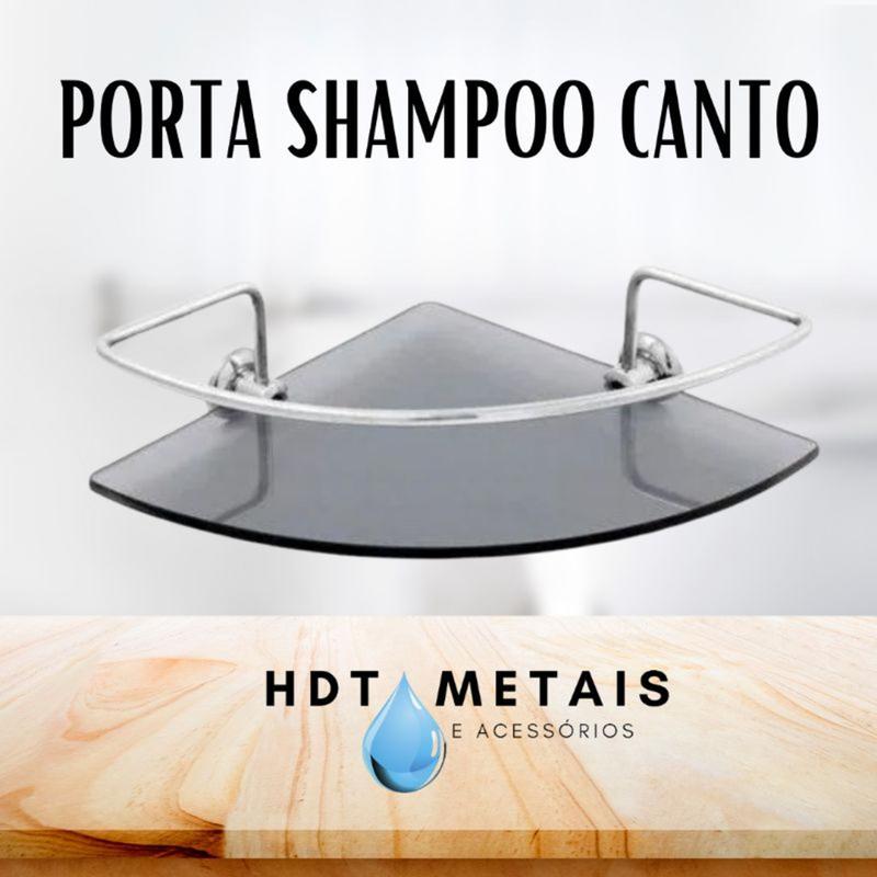 Porta shampoo canto vidro temperado de 6mm fumê base cromado - HDT ...