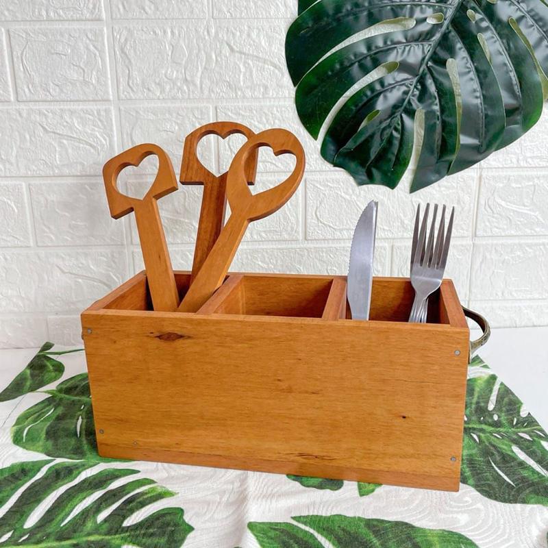 Porta Talher Com 3 Divisórias Madeira Maciça - Ligna Decore - Porta ...