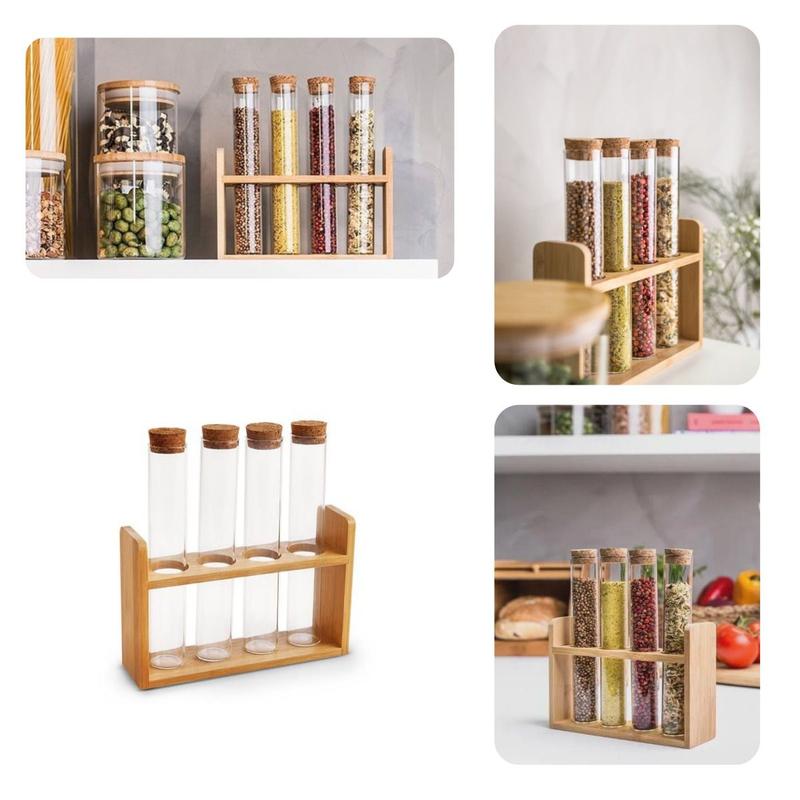 Porta Temperos Bambu Natural 4 Recipientes em Vidro - Yoi - Porta ...