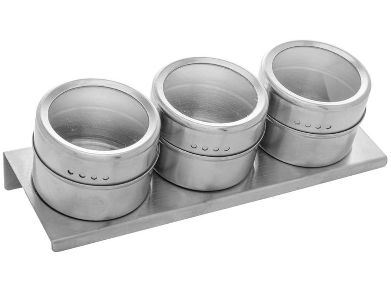 Porta-Temperos Inox 3 Peças com Suporte Imantado - Lyor 1964 - Porta ...
