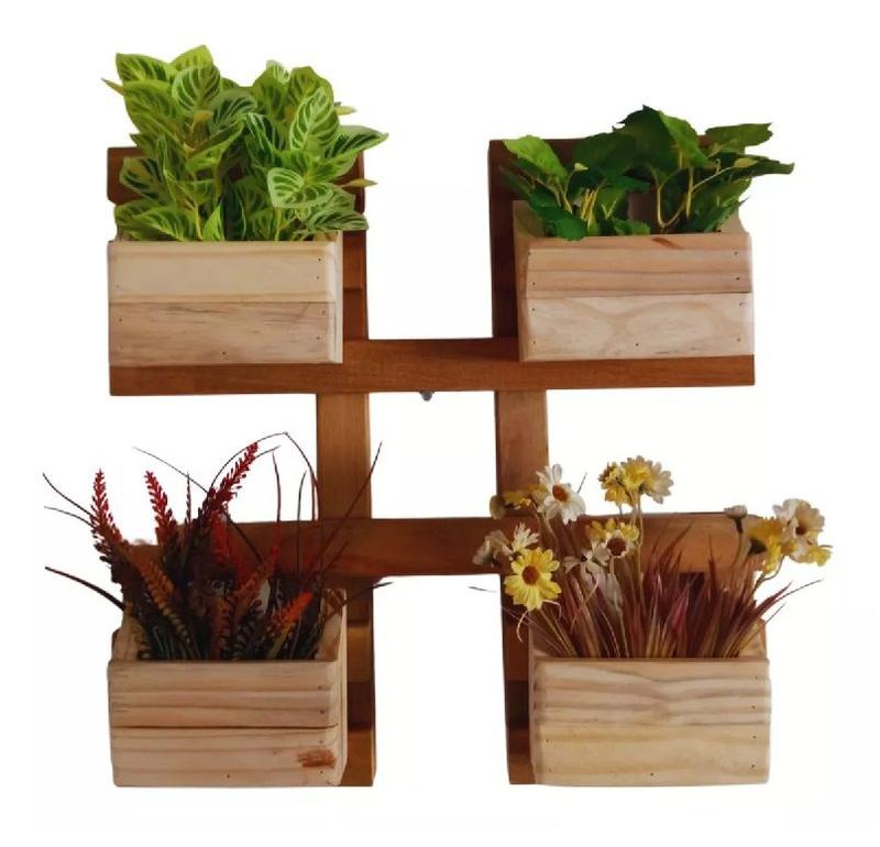 Porta Vasos Parede Floreira Jardim Madeira Maciça Cambará - Luze Decor ...