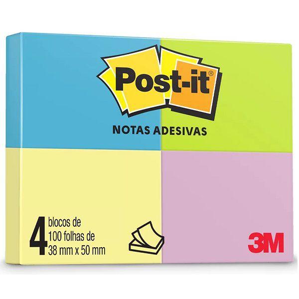 POST-IT 653 Neon 4 Cores 4 Blocos 100 Folhas Cada 38MM X 50MM 3M ...