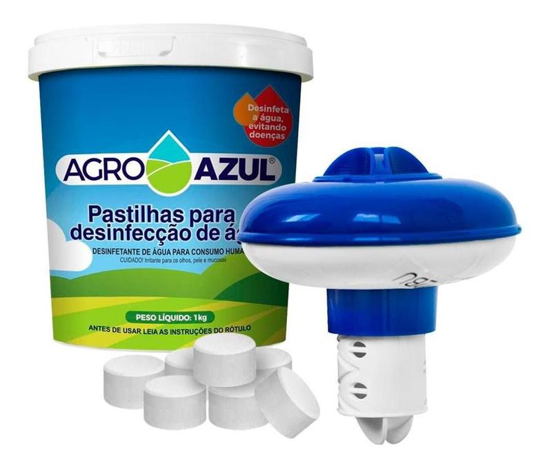 Pote 1 kg pastilha hidroazul e mini flutuador - Globalmar - Cloro para ...