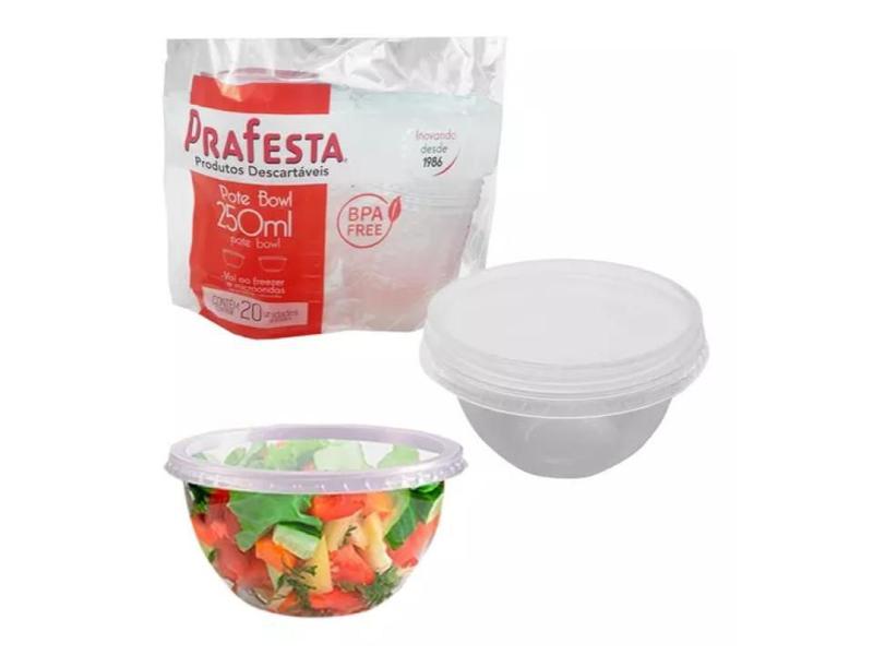 Pote Bowl Descartável P Freezer E Microondas 250ml 20un - Prafesta ...