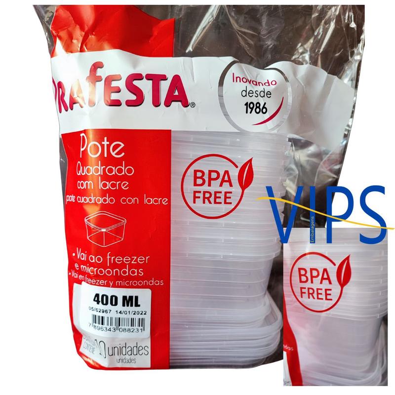 Pote Com Lacre Quadrado 400ml c/10un Prafesta - Pote - Magazine Luiza