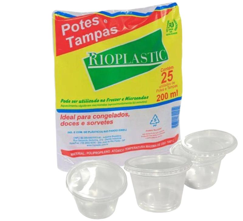 Pote com Tampa 200ml - Rioplastic - Pote - Magazine Luiza