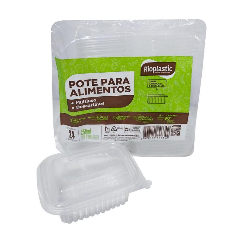 Pote com Tampa Articulada 250 Ml 288 Unidades Rioplastic - Pote - Magazine Luiza