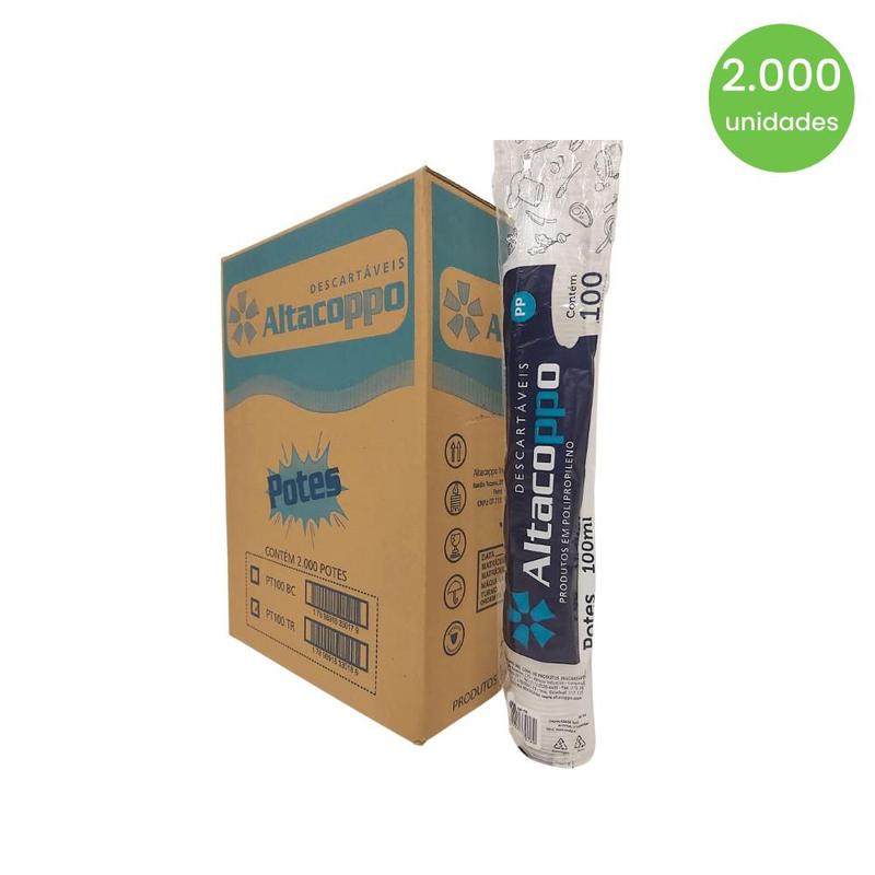Pote de 100ml Transparente Altacoppo PP com 2.000 unidades - Pote - Magazine Luiza