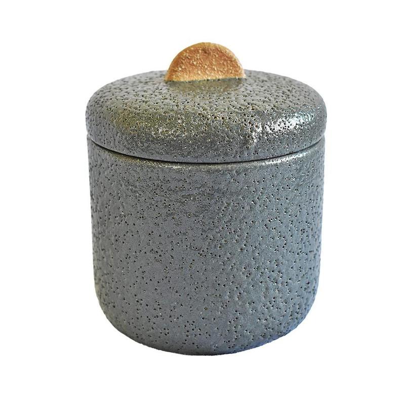 Pote De Cerâmica Cinza Com Puxador Terracota BTC 15x15cm - Pote ...