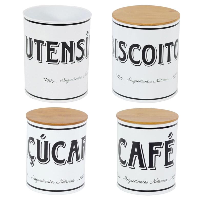 Pote de lata individual para mantimentos açúcar, café, biscoito e ...