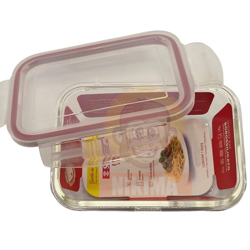 Pote de Vidro Hermético Marmita Tampa Plástico 800ml Freezer Direto ao Micro - Sanremo - Pote ...