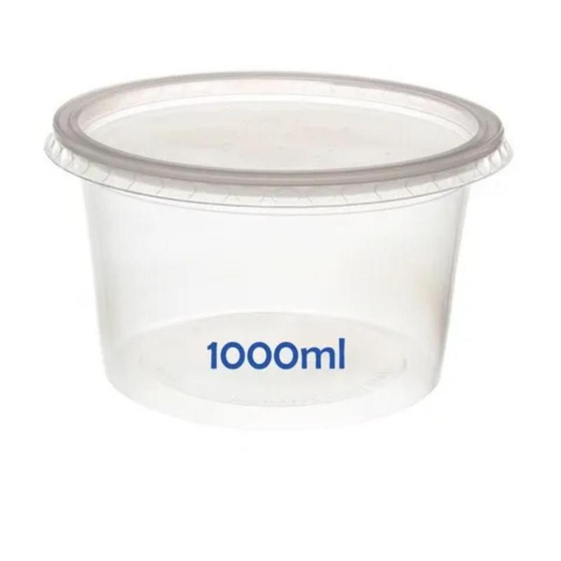 Pote Descartável Redondo Tampa Transparente 1000ml 100Unidad - Cristalcopo - Pote Descartável ...