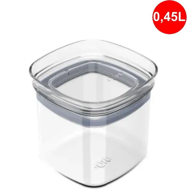 Pote Hermético (Porta Mantimento) Block Cristal Quadrado 0,45 Litro com ...