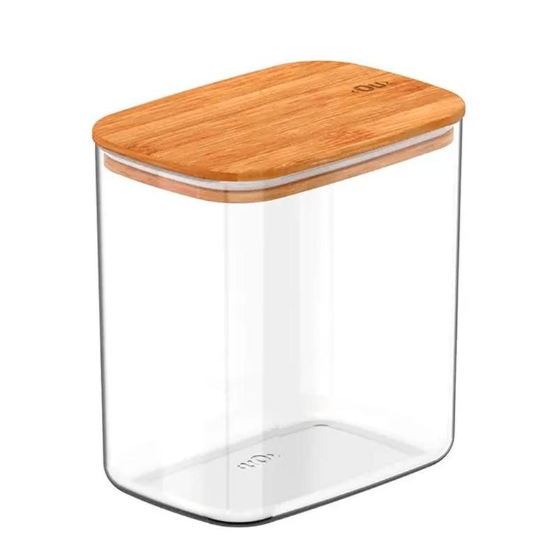 Pote Hermético Retangular com Tampa de Bambu OU Keep Natural 1,5L ...