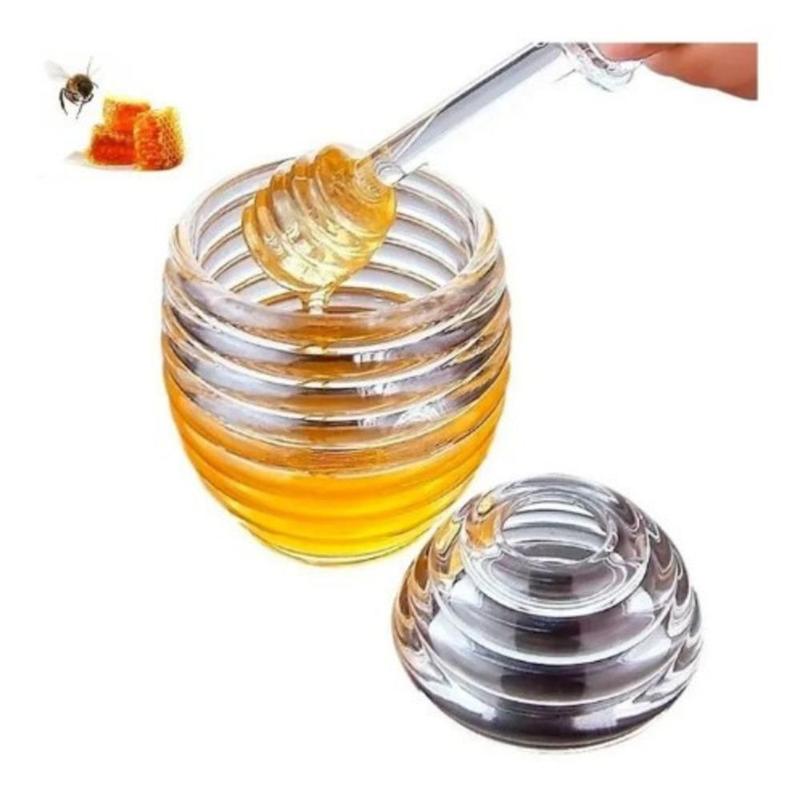 Pote meleira porta mel acrilico transparente colmeia com pegador ...