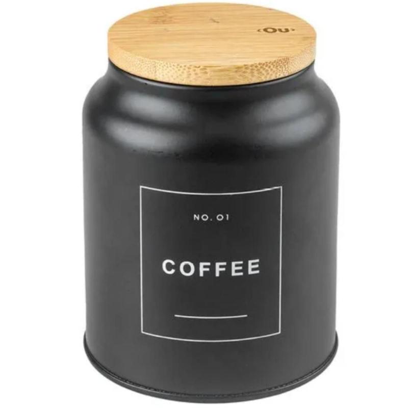 Pote para Mantimento Sense Lata de Metal com Tampa de Bambu Vedação ...