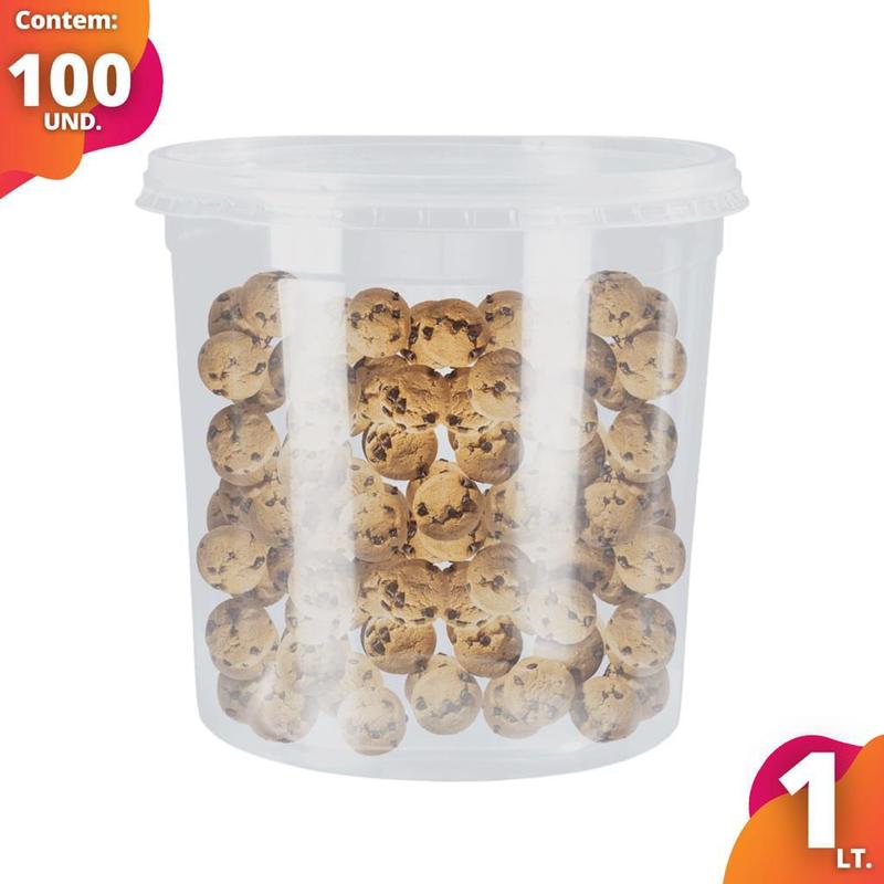 Pote Plástico Descartável Redondo c/ Tampa 1,0 L 100 unidade - BP POTES ...