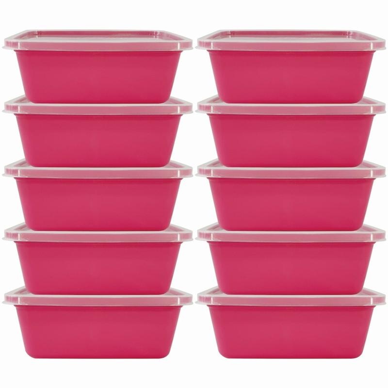 Pote Plástico Retangular REF001 1000ml Kit com 10 Unidades Pink ...