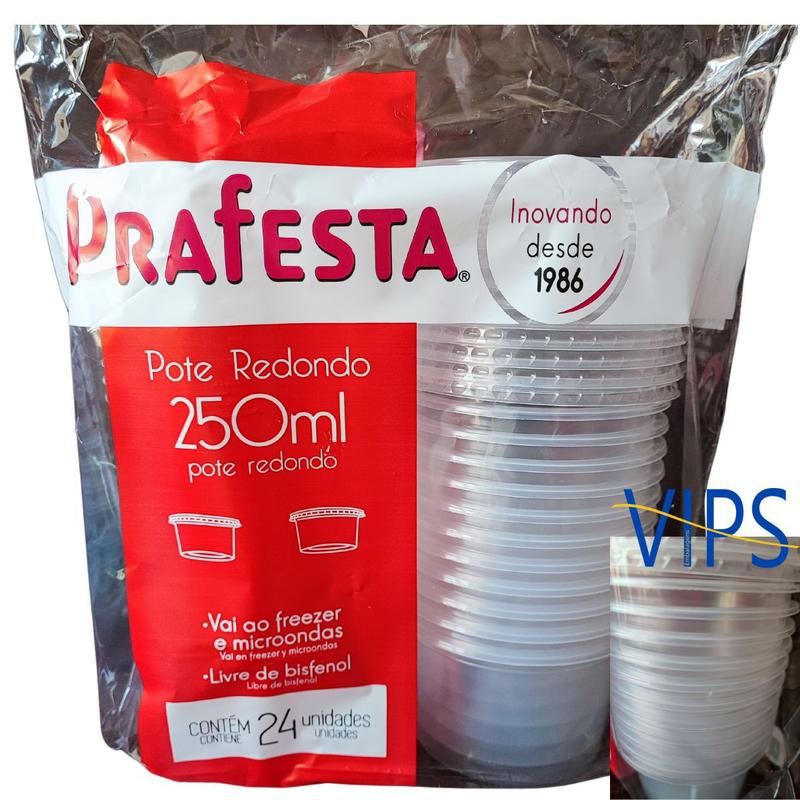 Pote Redondo 250ml c/Tampa Caixa 18x24un Prafesta - Pote Descartável - Magazine Luiza