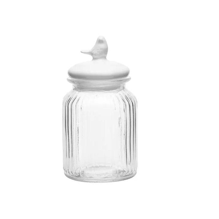 Pote vidro 1050 ml white bird - CASA AMBIENTE - Pote - Magazine Luiza