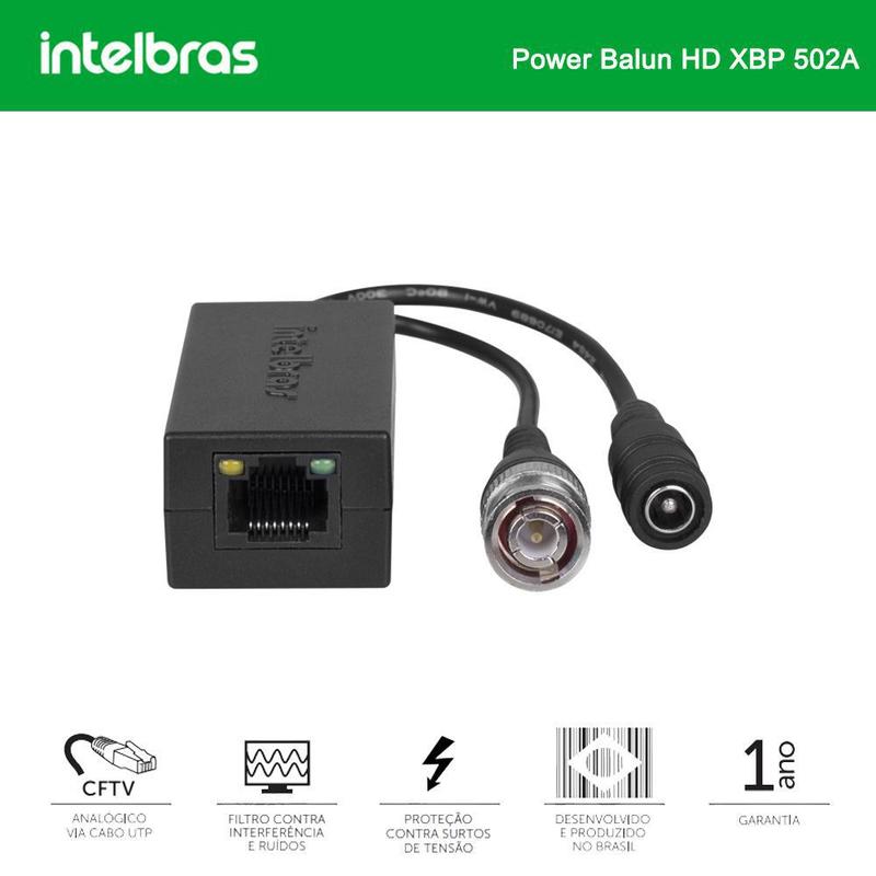 POWER BALUN HD 1 Canal Transmissor Vídeo XBP 502A - INTELBRAS - Balun ...