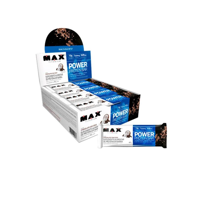 Power Protein Bar Chocolate Com Coco 12un De 41g - Max Titanium - MAX ...