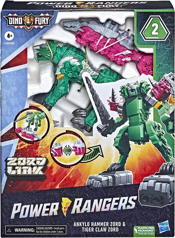Power Rangers Dino Fury Zord Ankylo Hammer e Tiger Claw Zord - Hasbro ...